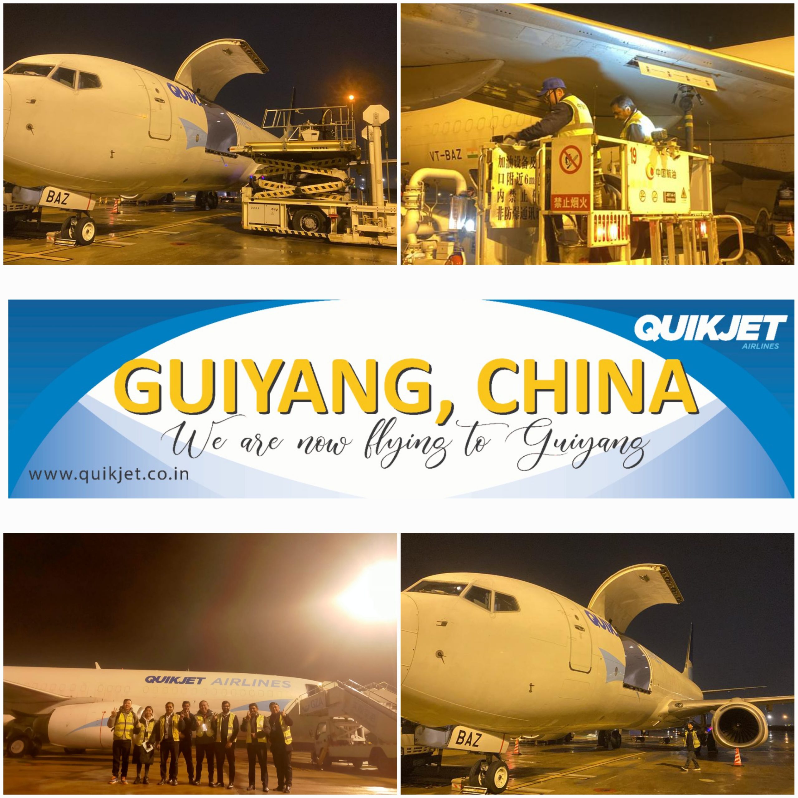 Quikjet's first charter flight from Delhi to KWE Airport, China - Quikjet